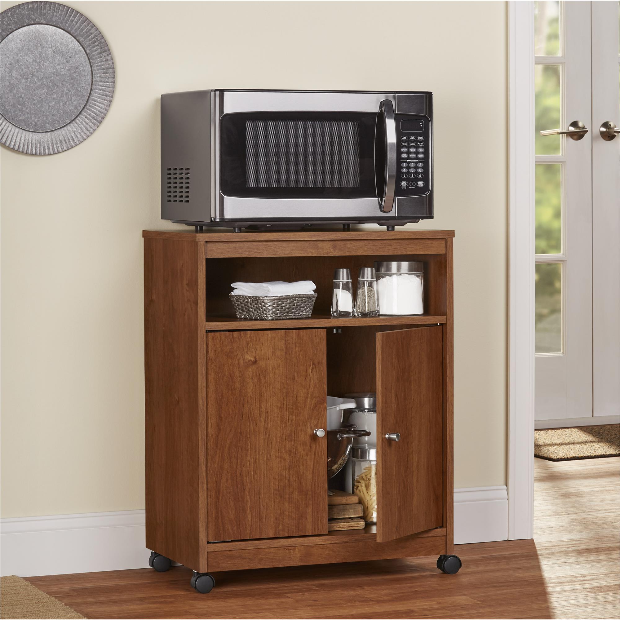 Landry 2 Door Utility Microwave Cart with Shelves RealRooms