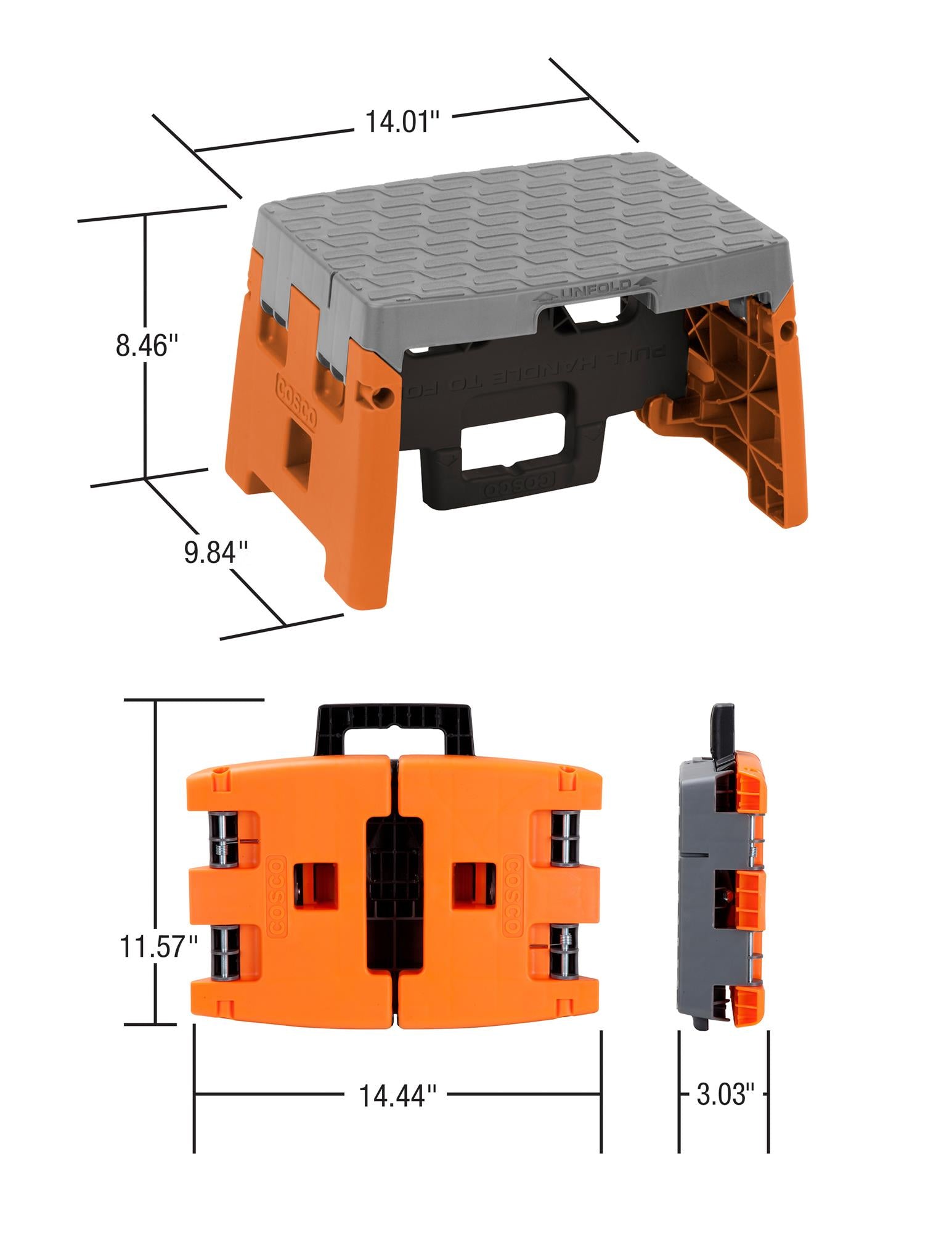 1 Step Plastic Folding Step Stool with 300 lb Weight Capacity