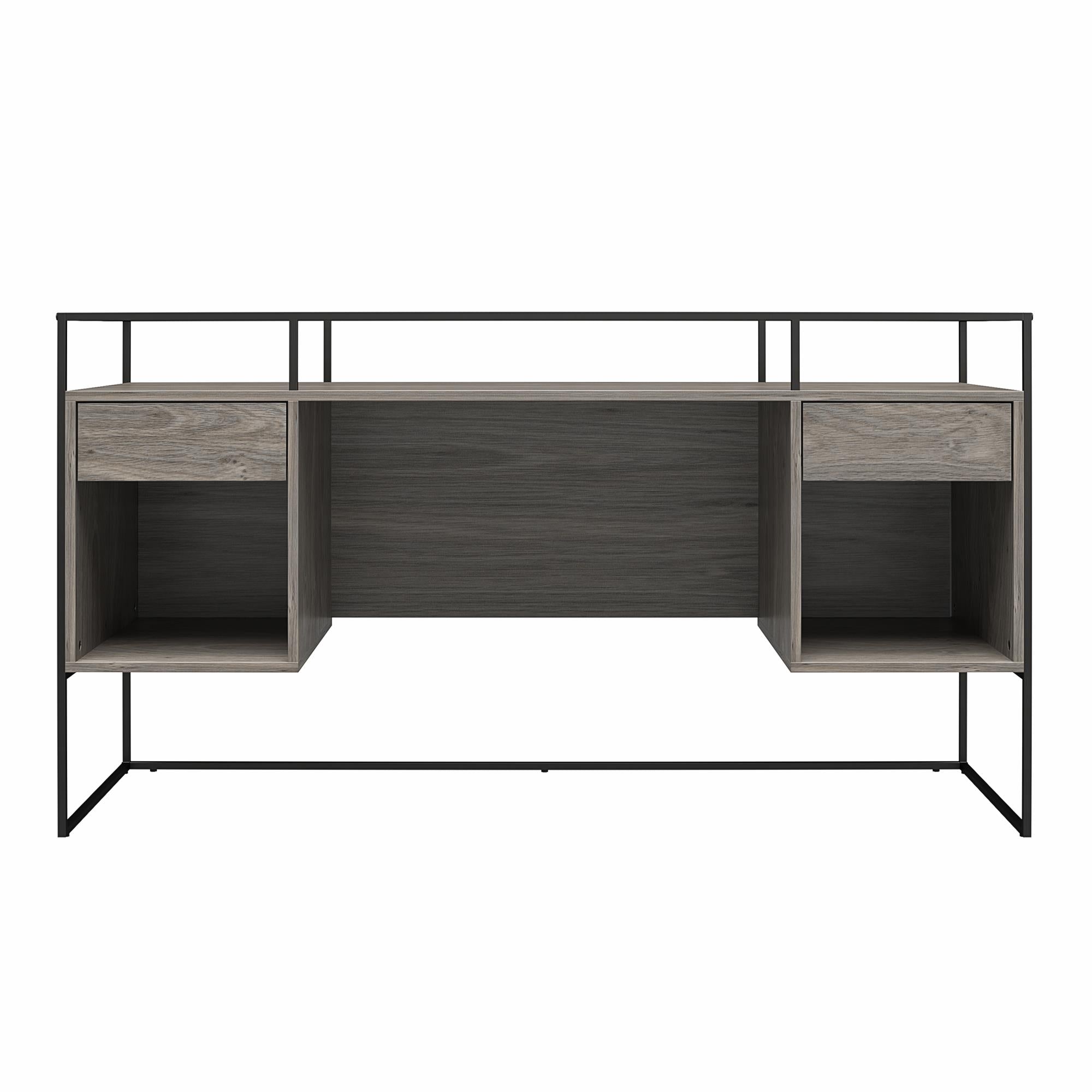 Camley Desk Modern with Fluted Glass Top 2 Drawers RealRooms