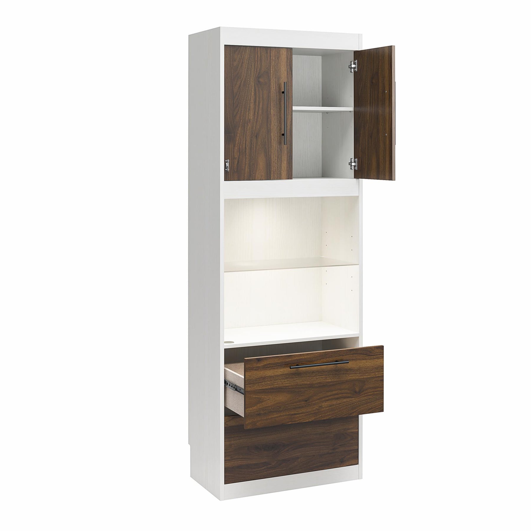 Pinnacle Storage Cabinet with Drawers and Touch Sensor LED Lighting ...