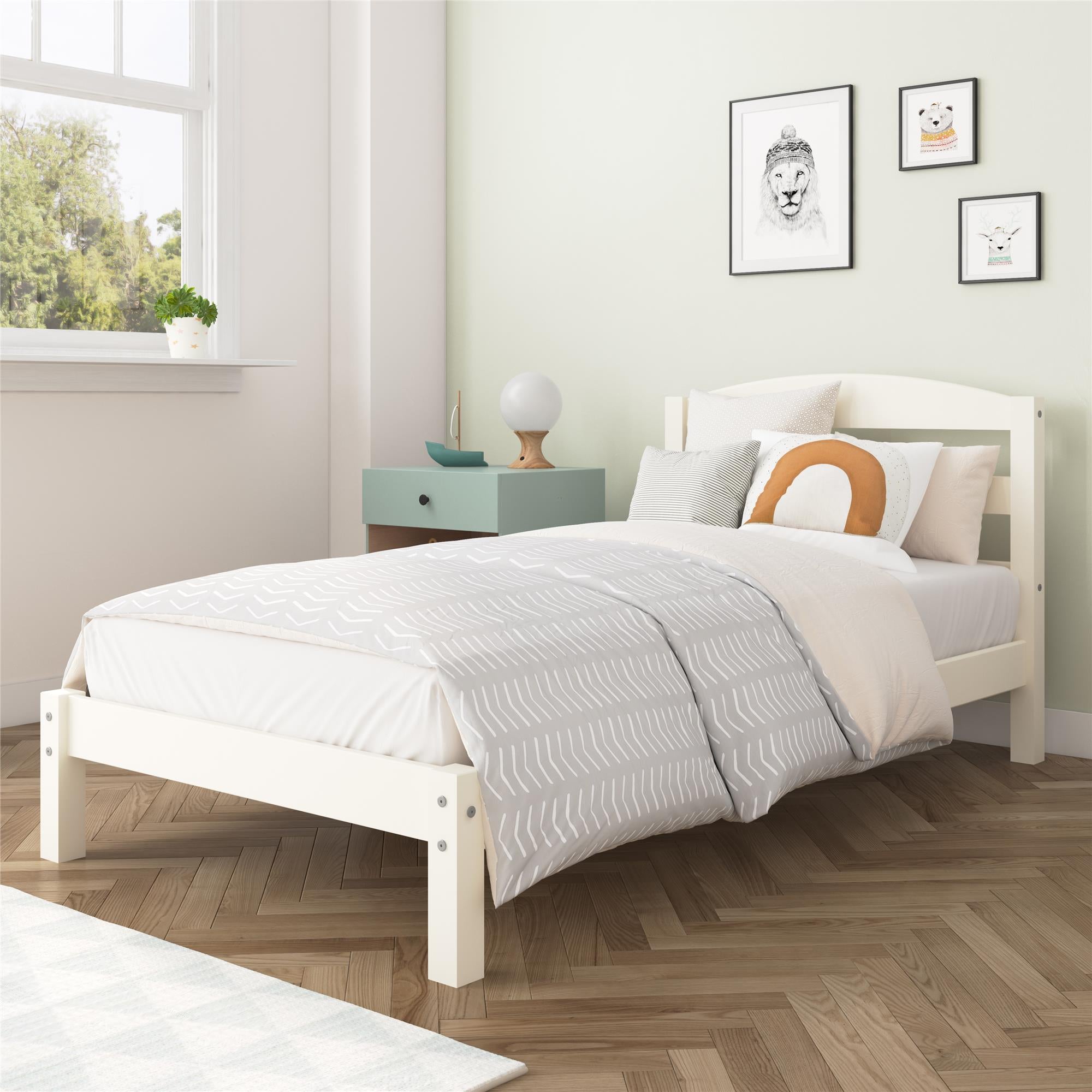 White twin platform bed frame store