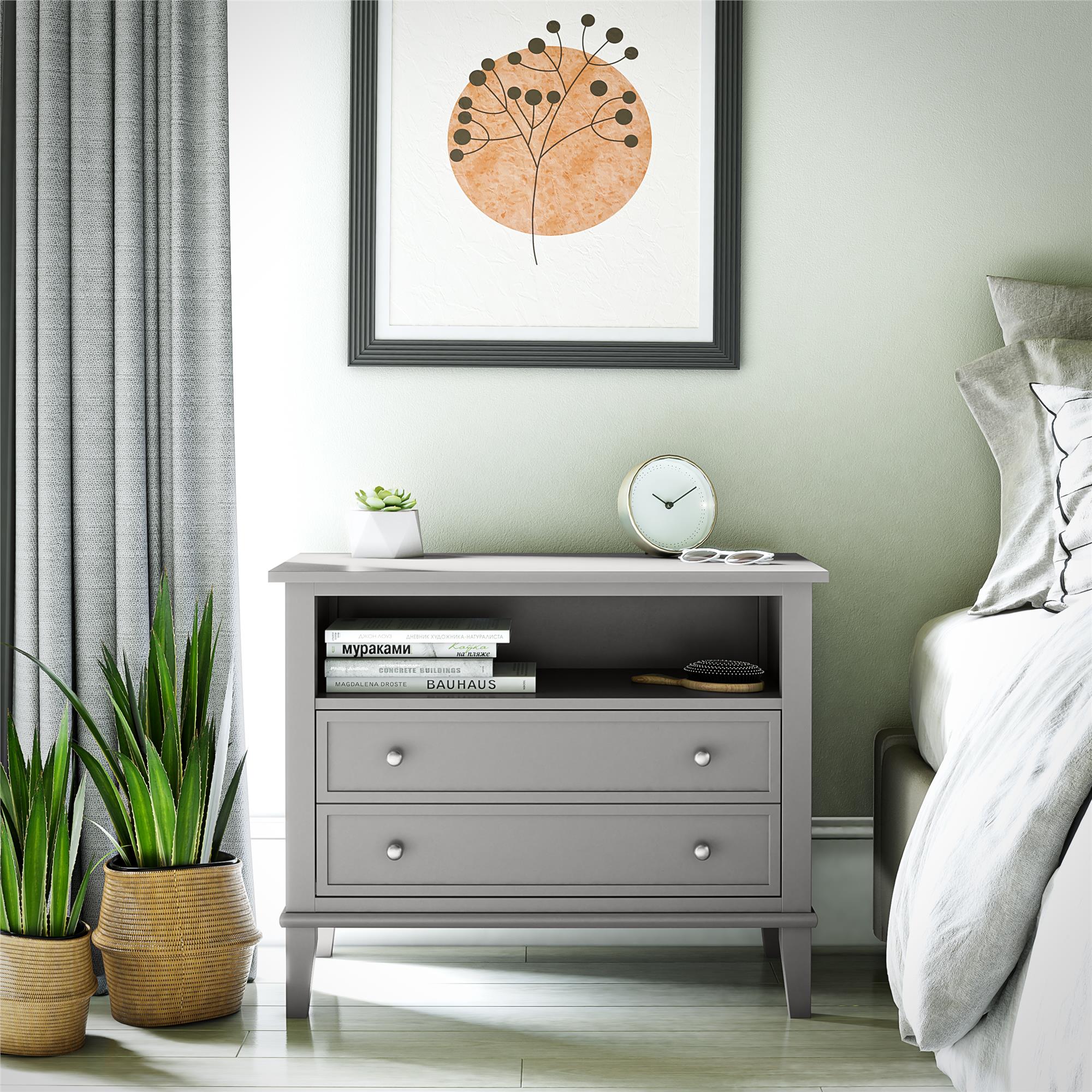 Wide nightstand with drawers store